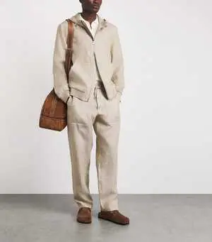 BRETT JOHNSON Linen Hooded Jacket - Beige