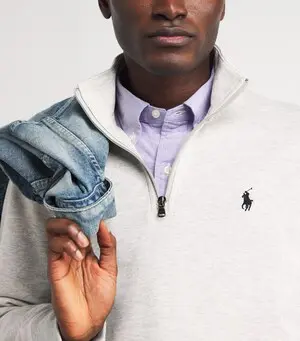 Polo Ralph Lauren Cotton-blend Quarter-zip Sweatshirt - Grey