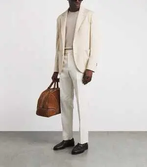 BRETT JOHNSON Linen-silk Herringbone T-shirt