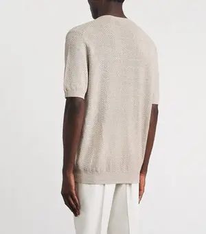 BRETT JOHNSON Linen-silk Herringbone T-shirt