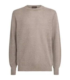 BRETT JOHNSON Linen-silk Herringbone Sweater