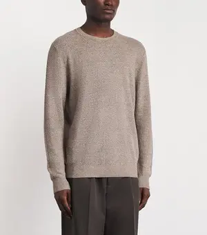 BRETT JOHNSON Linen-silk Herringbone Sweater