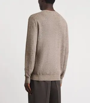 BRETT JOHNSON Linen-silk Herringbone Sweater