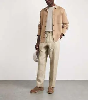 BRETT JOHNSON Linen Drawstring Trousers