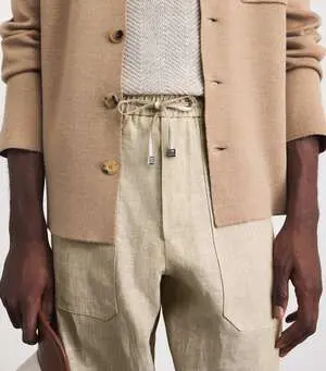 BRETT JOHNSON Linen Drawstring Trousers