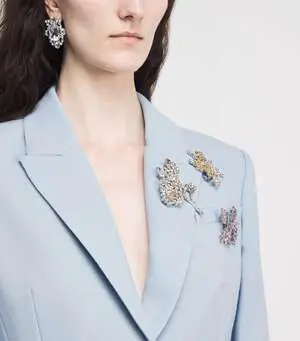 Erdem Wool Crepe Crystal-embellished Blazer - Blue