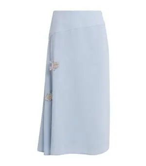 Erdem Wool Crepe Draped Midi Skirt