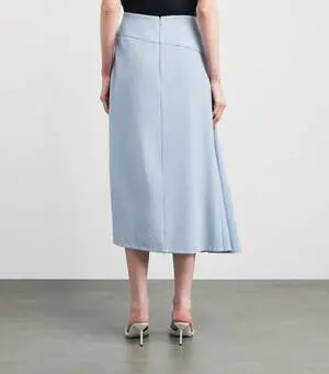 Erdem Wool Crepe Draped Midi Skirt