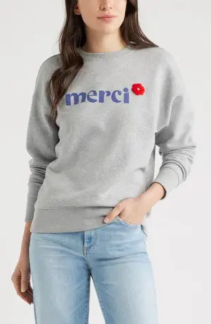 Caslon Merci Graphic Sweatshirt - Grey Heather