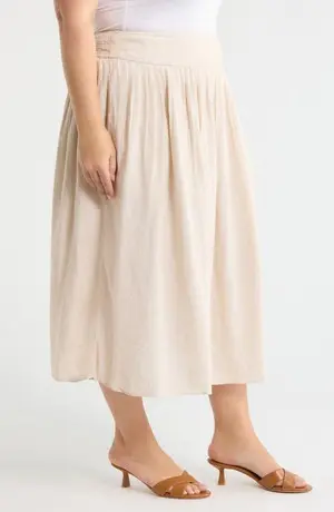 Caslon Pleated Linen Blend Midi Skirt