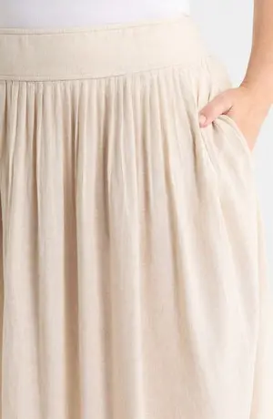 Caslon Pleated Linen Blend Midi Skirt