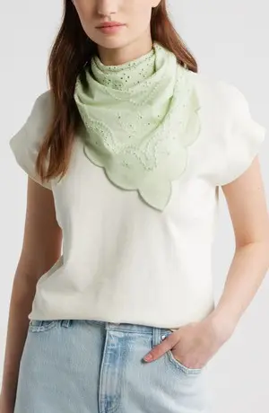 Treasure & Bond Eyelet Embroidered Bandana - Mint