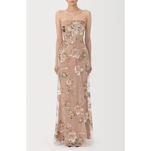 Sequin Floral Evening Gowns