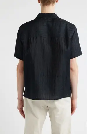 OPEN EDIT Wavy Stripe Short Sleeve Button-up Shirt