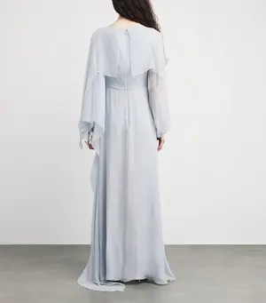 Erdem Silk Crystal Cape Gown