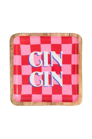 ZSA ZSA ZSU Lakri Mango Wood Tray 10x10 - Pink