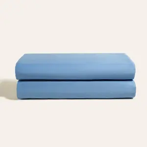 ZSA ZSA ZSU Solid Cotton Sateen 300 Thread Count Flat Sheet - Blue