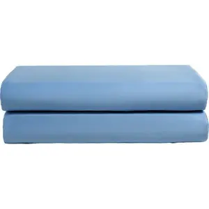 ZSA ZSA ZSU Solid Cotton Sateen 300 Thread Count Flat Sheet - Blue