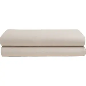 ZSA ZSA ZSU Solid Cotton Sateen 300 Thread Count Flat Sheet - Cream