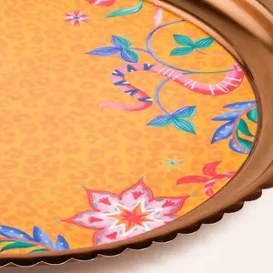 ZSA ZSA ZSU Nanpur Patterned Round Metal Decorative Tray 7x7