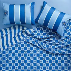 ZSA ZSA ZSU Costa Geometric Jacquard Fringed Oversiezed Coverlet - Medium Blue
