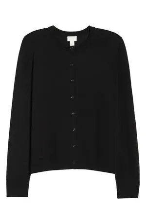 Caslon Merino Wool Blend Crewneck Cardigan - Black