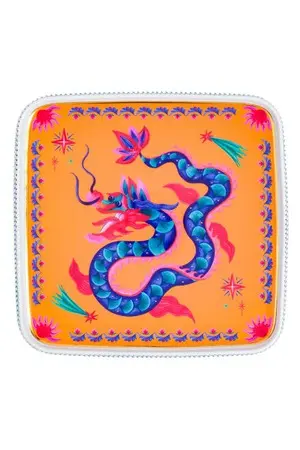ZSA ZSA ZSU Shekou Porcelain Decorative Tray 11x11x1 - Orange