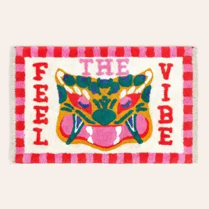 ZSA ZSA ZSU Punjab Tasseled 100% Cotton Bath Mat 24x35 In Vibe - Red