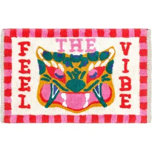 ZSA ZSA ZSU Punjab Tasseled 100% Cotton Bath Mat 24x35 In Vibe - Red