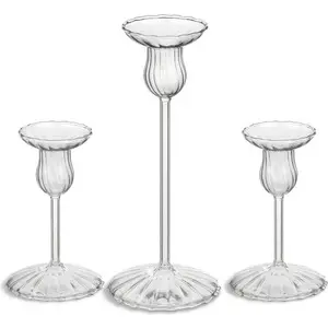 ZSA ZSA ZSU Henan Borosilicate Glass Candlestick 3 Pcs Set - White