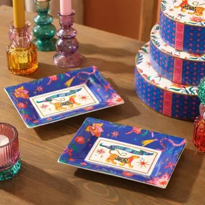 ZSA ZSA ZSU Shekou Porcelain Decorative Tray Set Of 2