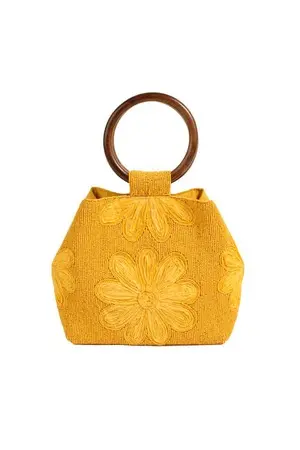 ZSA ZSA ZSU Delhi Raffia Cotton Tote Bag - Orange