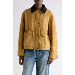 Acne Studios Canvas Work Jacket With Leather Collar - Rust Brown