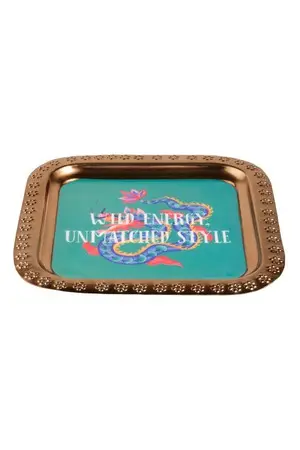 ZSA ZSA ZSU Nanpur Patterned Square Metal Decorative Tray Energy 11x11