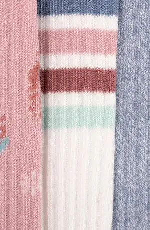 MUK LUKS Assorted Cotton-blend Compression Knee High Socks 3 Pack - Blush/blue