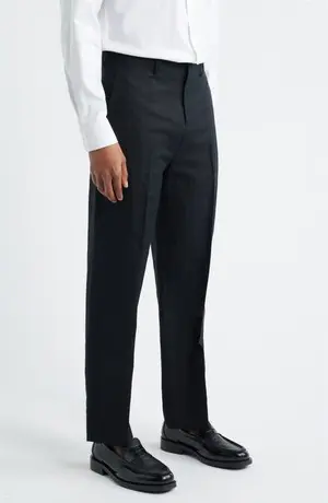 OPEN EDIT Linen Blend Tapered Leg Trousers - Black