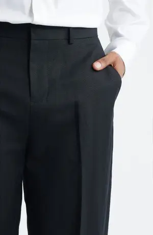 OPEN EDIT Linen Blend Tapered Leg Trousers - Black