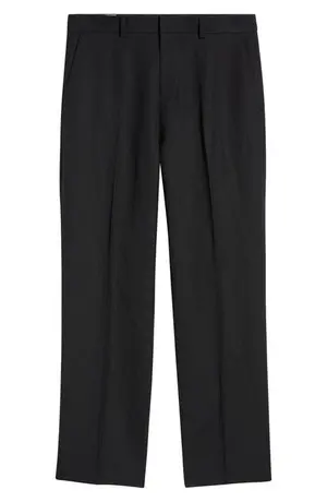 OPEN EDIT Linen Blend Tapered Leg Trousers - Black