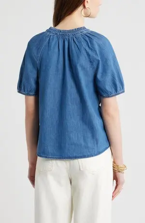 Treasure & Bond V-neck Chambray Top