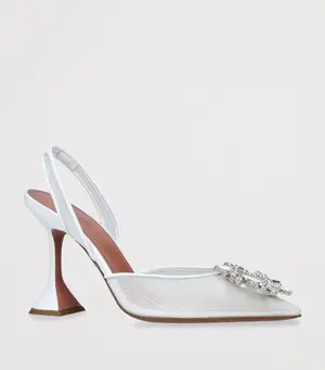 Amina Muaddi Mesh Begum 95 Slingback Pumps - White