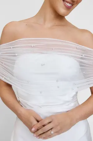 SIX STORIES Beaded Satin Midaxi Dress - White