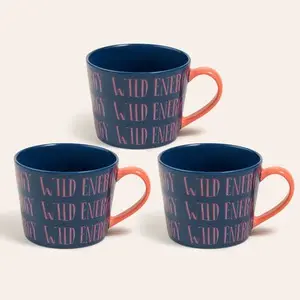 ZSA ZSA ZSU Luohu Porcelain Wild Energy Mug 12 Oz Set Of 3 - Blue
