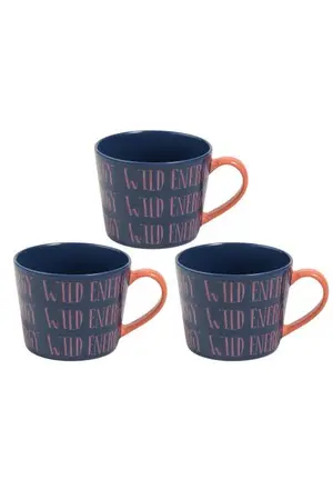 ZSA ZSA ZSU Luohu Porcelain Wild Energy Mug 12 Oz Set Of 3 - Blue