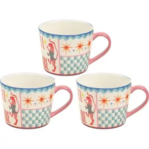 ZSA ZSA ZSU Luohu Porcelain Feel Vibe Mug 12 Oz Set Of 3 - Pink