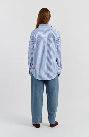Chinti & Parker Cotton Oxford Striped Floral Shirt