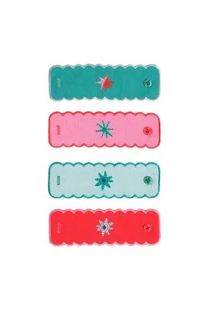 ZSA ZSA ZSU Nilufer 4pcs Digital Printed Embroidered 100% Cotton Napkin Ring Set 2x7 - Multicolor