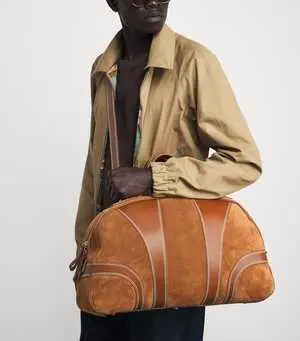 Dries Van Noten Leather And Suede Duffle Bag - Brown
