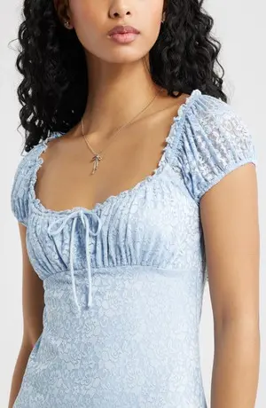 Bp. Floral Lace Mini Dress - Blue Bird