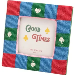 ZSA ZSA ZSU Dadri Decorative Beaded Colorful Frame 7x7 - Blue