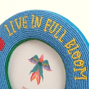 ZSA ZSA ZSU Dadri Round Decorative Beaded Wood Frame Bloom 7